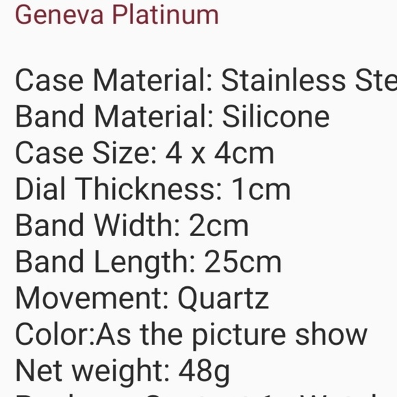 Geneva Platinum | Accessories | Geneva Platinum Japanese Movement ...